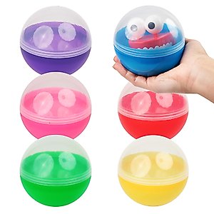Capsule Vending Machine Translucent Round Capsules Empty 6 pcs 3.9 inch - Gumball Machine Capsules Easter Basket Stuffers Birthday Gifts - Pinata Stuffers DIY Craft Supplies Claw Machine Refills