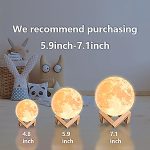 AED Birthday Gifts for Women Gifts for Teenage Girls Boys Girlfriend Anniversary, Moon Lamp 2023 Upgrade with Timer, 3D Printing 16 Colors Wooden Stand & Remote/Touch Control 4.8 inch (Small)