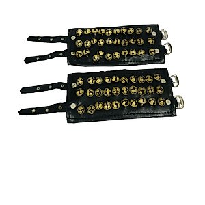 Ghungroo dancing bells ankle bells ghunghroo Black Leather pad three line ghungroo (30 + 30) Classical Dance Accessories Kathak dance brass bells (16 NO.) musical anklet for Bharatnatyam