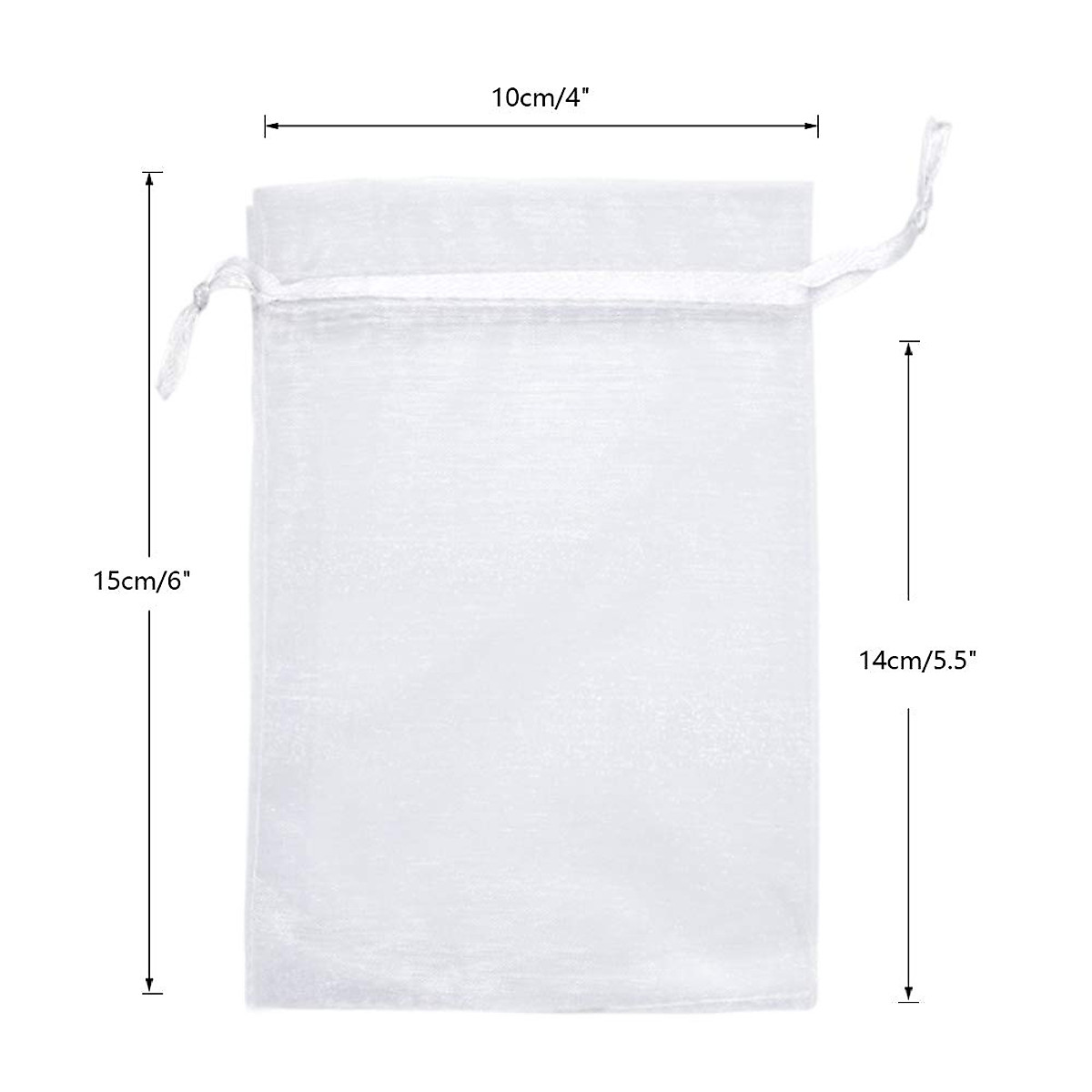 joycraft 50Pcs Organza Bags, 4x6 inch Gift Favor Bags, White Wedding Favor Bags, Jewelry Pouches with Drawstring, Mesh Bags Drawstring for Jewelry, Festival, Makeup, Candy, Desserts