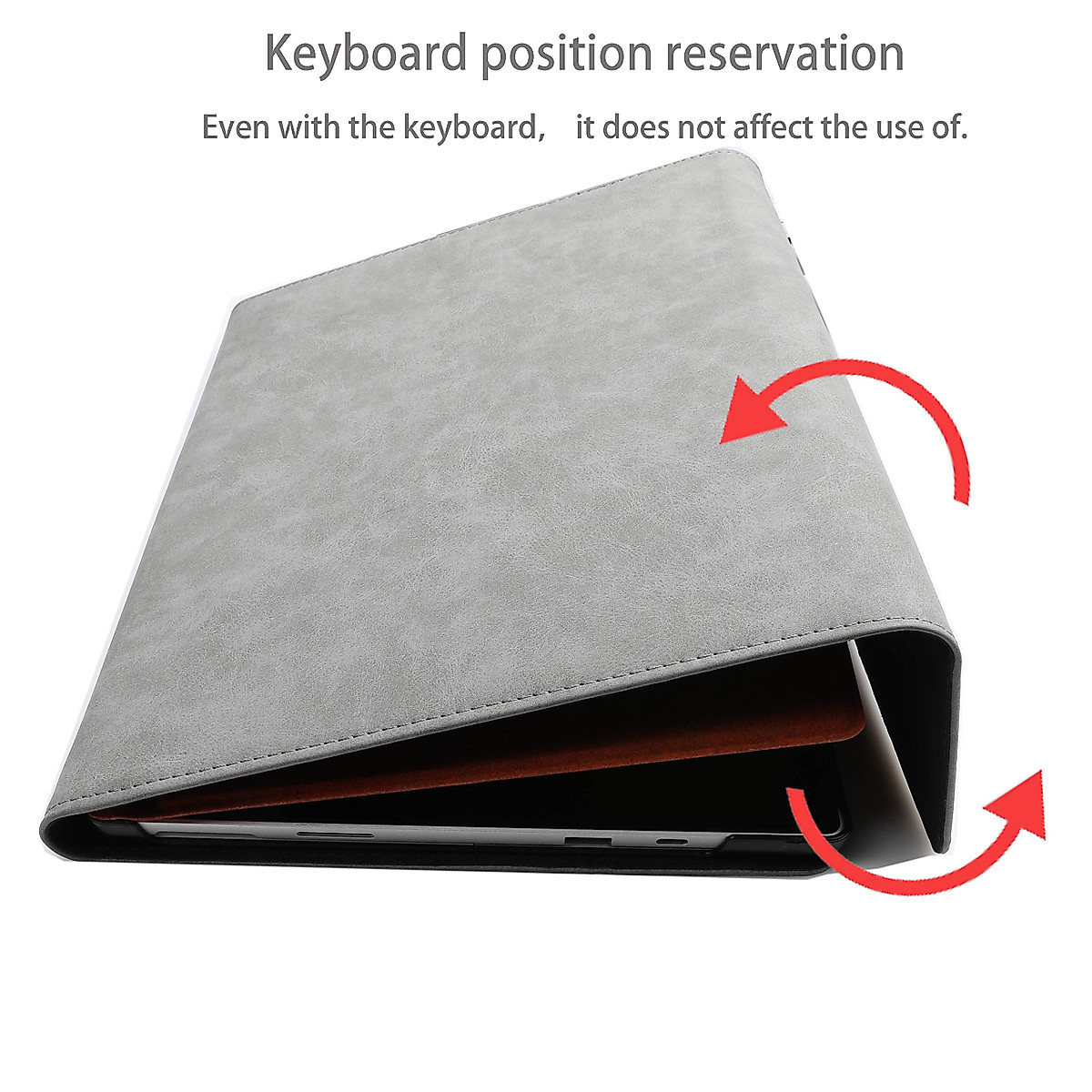 LnarrCase Surface Pro Case for Microsoft Surface Pro 7 / Pro 6 / Pro 5 / Pro 4 12.3 Inch Tablet Multiple Angle Viewing Compatible with Type Cover Keyboard -Grey