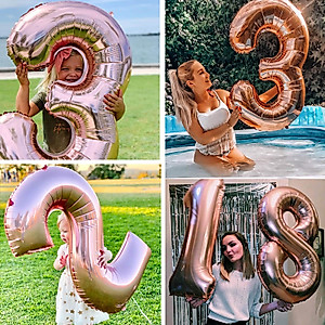 40 Inch Large Rose Gold Number 7 Balloon Extra Big Size Jumbo Mylar Foil Helium Balloons for Birthday Party Celebration Decorations Graduations Wedding Anniversary Baby Shower Supplies Engagement