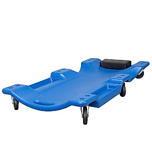 TCE ATR6300U Torin Rolling Creeper Garage/Shop Seat: Padded Mechanic Stool with Tool Tray Storage, Blue
