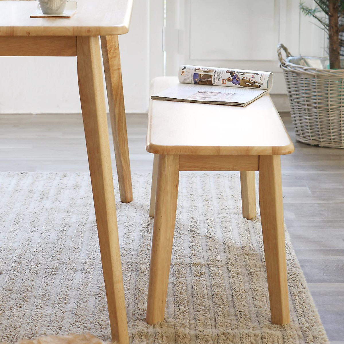 Livinia 3-Piece Dining Table Set, Canberra 47.2" Table (Natural-Oak) Canberra 37.4" Dining Bench (Natural-Oak) Set