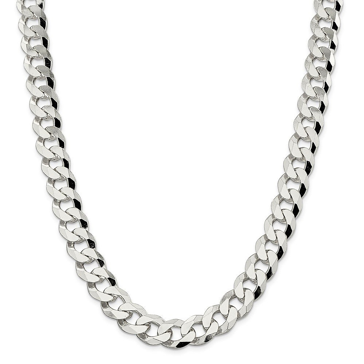 925 Sterling Silver 14mm Beveled Curb Chain Necklace, Bracelet or Anklet