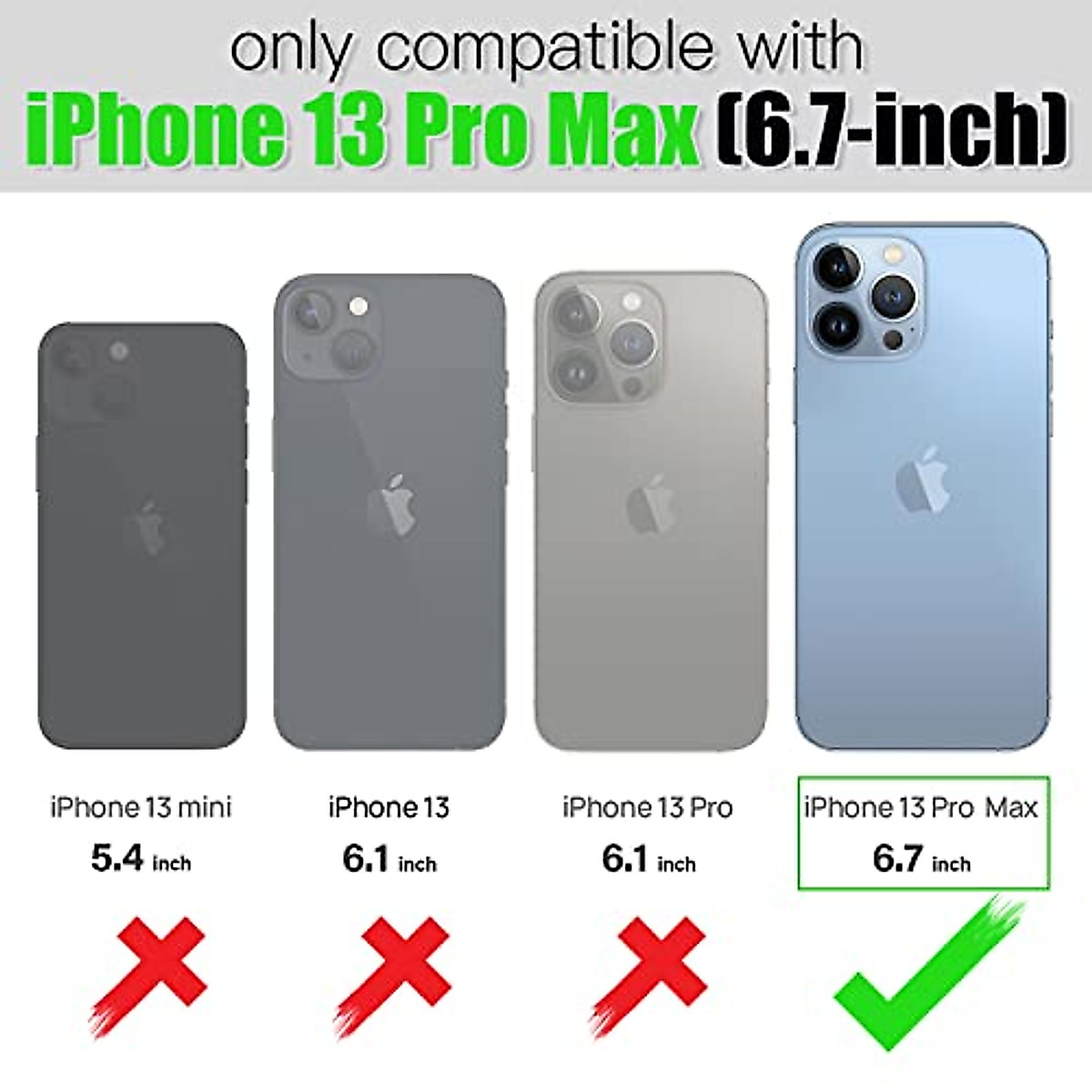 TOOVREN iPhone 13 Pro Max Case Wallet, Compatible with iPhone 13 Pro Max Case with Card Holder Kickstand Adjustable Detachable Necklace, iPhone Lanyard for iPhone 13 Pro Max 6.7 inch 2021 Green