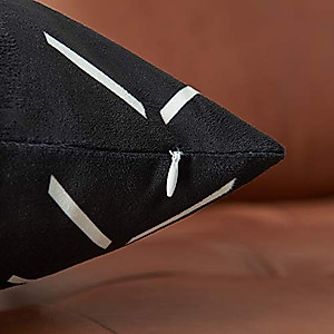 Nestinco Set of 2 Boho Pillow Covers 16 x 16 inches Black Square Pillow Covers with White Arrows Print Polyester Blend Decorative Throw Pillow Covers Sofa Cushion Cases