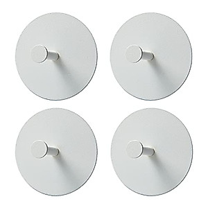 4 Pcs White Towel Adhesive Hooks for Tile Wall Stainless Steel Wall Hangers of Heavy Duty Shower Stick on Hooks for Coat,Hat,Key Wall Sticky Hooks Adhesive Shower Hooks Kitchen Bathroom No Drill Hook