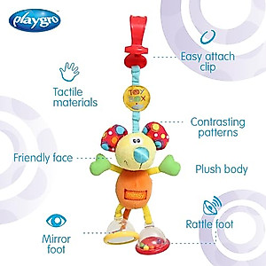 Playgro Dingly Dangly Mimsy Rattle Mirror Feet’s Baby Hanging Toys - Development Toy for Baby 0+ Months - Multi Sensory Infant Toys for Early Learning & Stimulation with Soft Textured Fabric