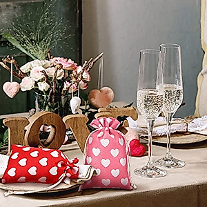 24 Pieces 4 x 6 Inches Burlap Bags with Drawstring Linen Bag with Heart Red and Pink Heart Bags for Valentine's Day Wedding Heart Bags Party Favor Valentine's Day Gift Bags Packing Storage Pouch