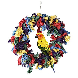 Hypeety Pet Bird Cotton Ring Play Exercise Chew Cotton Snuggle Ring Bird Toy