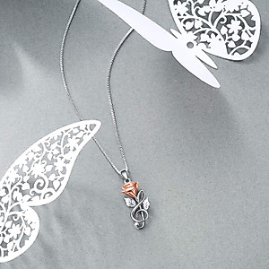 LUHE Rose Necklace Gifts Sterling Silver Roses Flower Music Note Infinity Pendant Necklace Anniversary Birthday Gifts for Women Teens Girls Her Girlfriend Wife Gifts