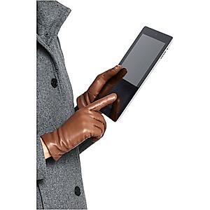 Lands' End Womens Cashmere Lined Leather Tech Gloves Cognac