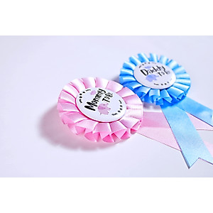 PATICARRY Elephant Themed Tinplate Badge Set, Light Pink and Blue Satin, Perfect for Baby Shower