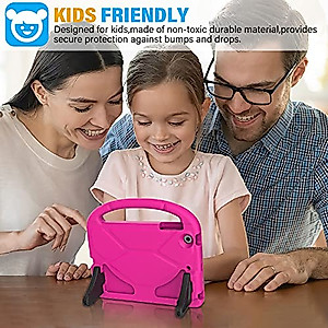 SUPLIK Kids Case for iPad Mini 1/2/3 (7.9"), Built-in Screen Protector Durable Shockproof Protective Cover with Handle Stand for 7.9 inch Apple iPad Mini 1st/2nd/3rd Generation, Pink