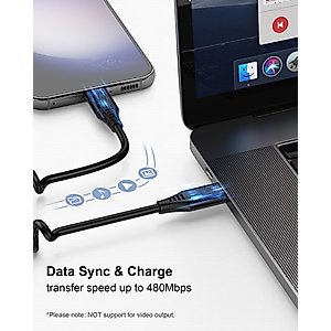 3FT/2Pcs S25 Coiled USB C Cable Fast Charging Cord for Samsung Galaxy Z Fold6 Flip6 S24 FE S23 Ultra S22 S21 S9 S8 A16 A03s A13 A14 A53 A54 A51, C to C Android Auto Wire for Car for iPhone 16Pro Pixel