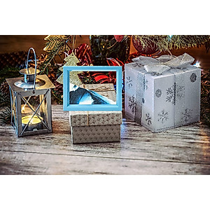 FUNJIA Moving Sand Art Picture, 3D Deep Sea Sandscape in Motion Display, Flowing Sand Art Decor for Sensory Calming Fidget, Desktop Home Office Work Decor (Blue)