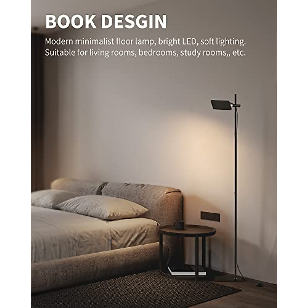 VISDANFO Modern Floor Lamp, 360 Degree Rotation Sky LED Floor lamp Office Lighting, Bright LED Standing Pole Light, Tall Lamps for Living Room,Bedroom,Reading,Study Room (Black)