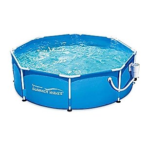 Summer Waves P2000830A Active 8ft x 30in Outdoor Round Frame Above Ground Swimming Pool Set with Filter Pump and Type D Filter Cartridge, Blue