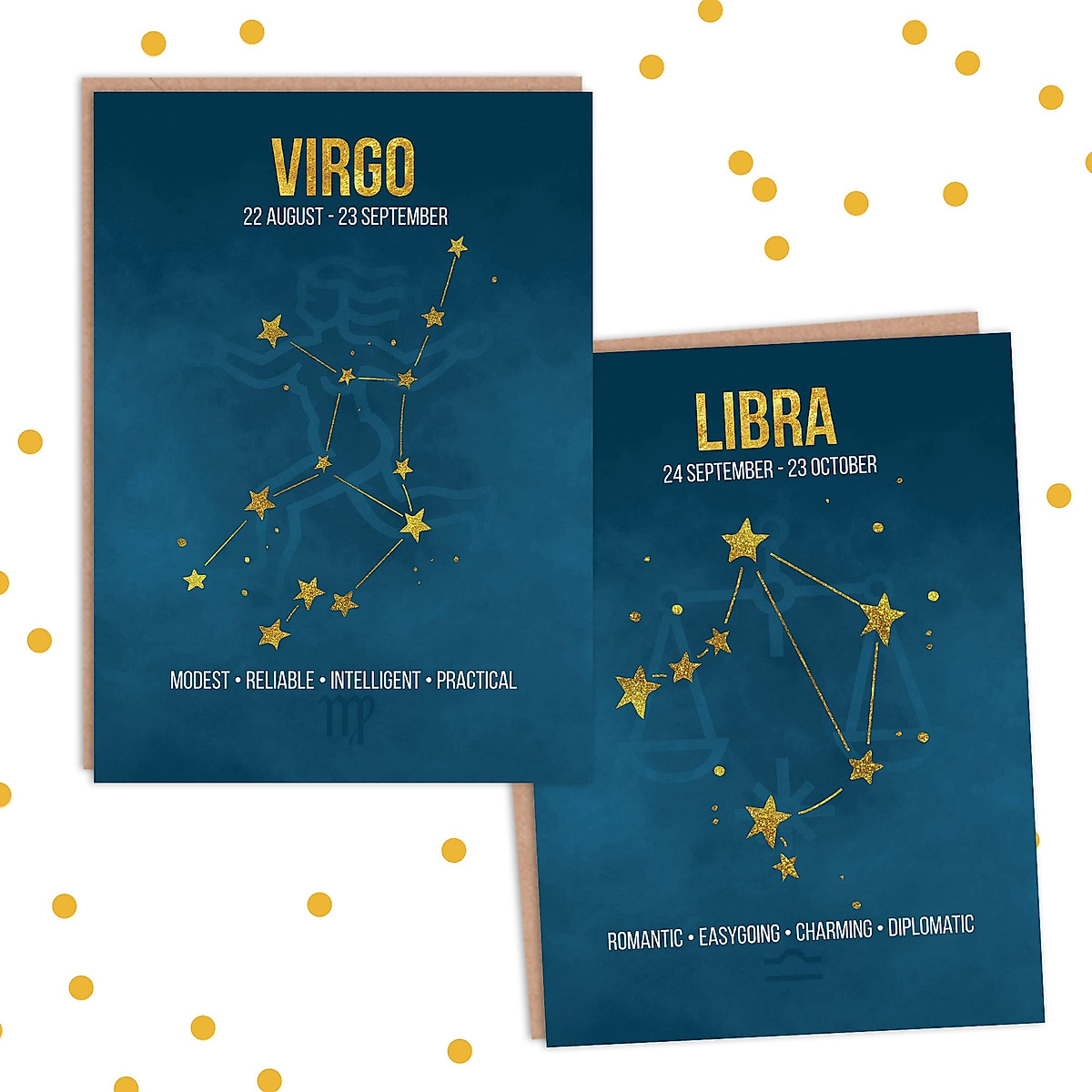 Wee Blue Coo Zodiac Birthday Cards Astrology Star Signs Constellation Blank Blue Greeting Cards With Envelopes Pack of 12