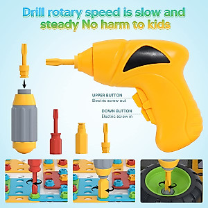 290PCS Building Toys, 3D STEM Learning Toys with Electric Creative Mosaic Drill Toys Set Building Blocks, DIY Educational Construction Engineering Screwdriver Tool Set Gift for Kids Boys Girls Aged 3+