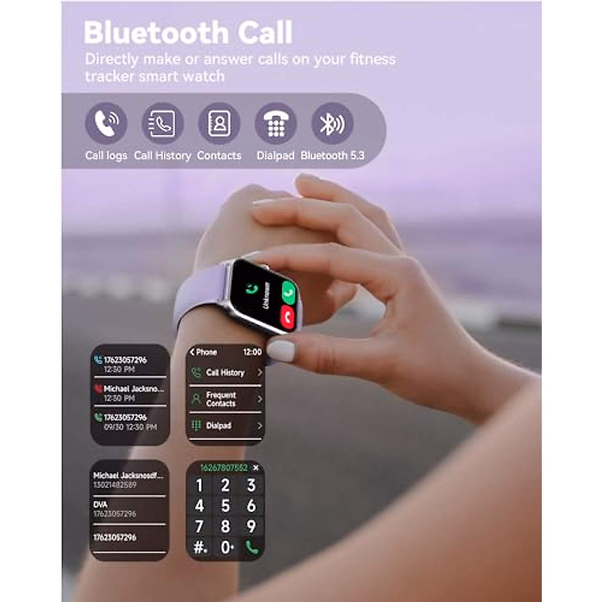 Quican Smart Watch for Women, 1.8 Inch Fitness Watch with Bluetooth Call/Alexa Voice for Android iPhone, Smartwatch Tracker with 100 Sports, Steps/Calorie/SpO2/Heart Rate/Sleep Monitor (Purple)