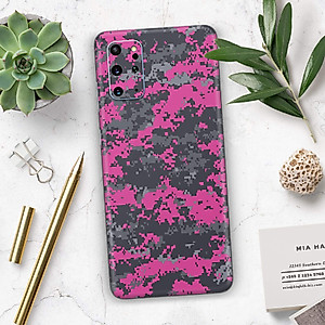DesignSkinz Hot Pink and Gray Digital Camouflage Protective Vinyl Decal Wrap Skin Cover Compatible with The Samsung Galaxy S20 (Screen Trim & Back Glass Skin)