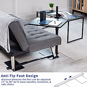 VIVO 20 inch Over Couch Swivel Table, Laptop Desk for Remote Work, Portable Recliner Workstation with Height Adjustable Swing Arm, Black, DESK-ST01C