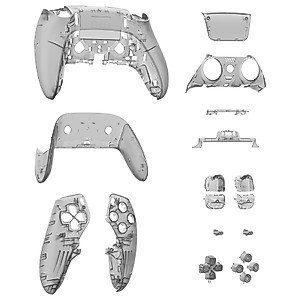 eXtremeRate Full Set Shell with Buttons Touchpad Compatible with ps5 Edge Controller, Clear Black Custom Replacement Decorative Trim Shell Front Back Plates Compatible with ps5 Edge Controller