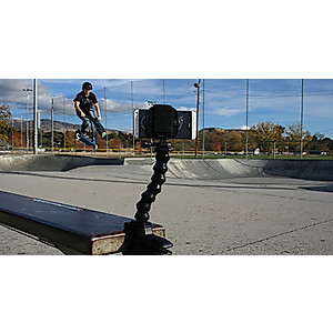 Action Mount Jaws Flex Clamp + Adjustable Goose Neck + Universal Mount Adapter for Smartphone, W/Base Clip & Screw. Use with a Phone, or Gopro Camera. Easy to Use!