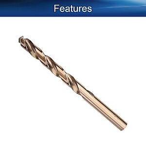 Auniwaig 10.5mm HSS Straight Shank Cobalt Twist Drill Bit-Jobber Length Fully Ground Straight Shank – 5% Cobalt M35 Grade, Champagne for Stainless Steel Cast Iron 2PCS