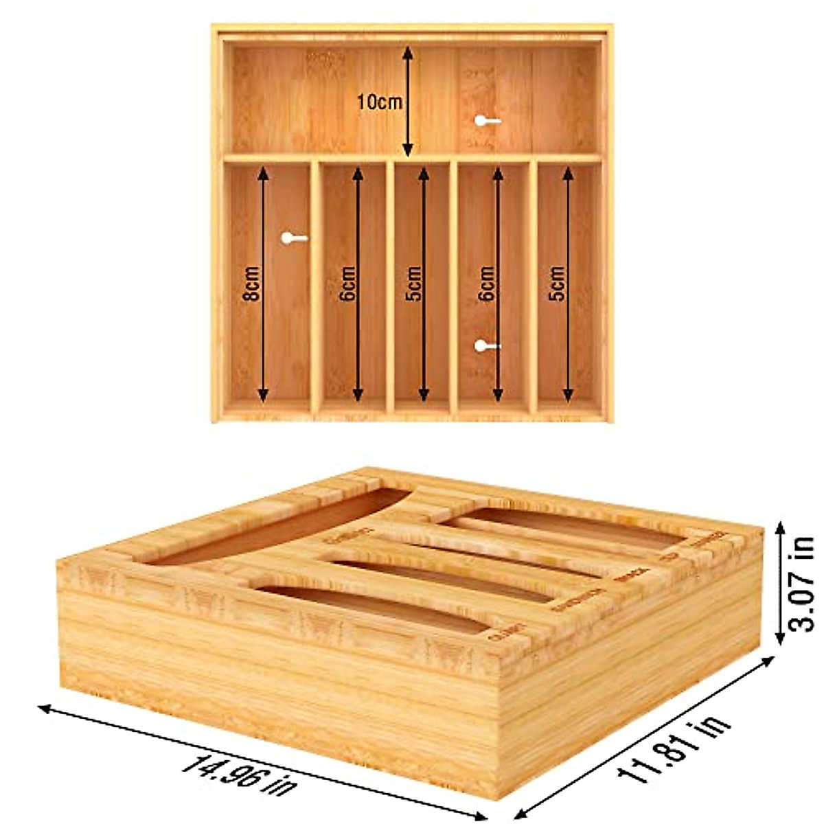 More2Store Ziplock Bag Storage Organizer Bamboo 6 in 1 Food Baggie Dispenser for Kitchen Drawer - Compatible with Gallon, Quart, Sandwich, Snack, Clip, and Marker