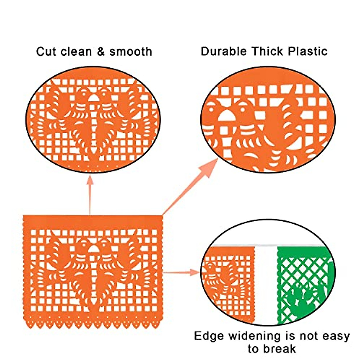 Mexican Party Banners - 4 Pack Papel Picado Banner Cino de Mayo Fiesta Party Decorations, Dia De Los Muertos Day of The Dead Decor Flag