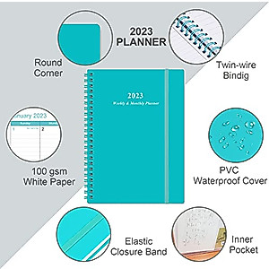 Planner 2024 - A5 Weekly & Monthly Planner & Journal to Track Goals, January 2023 - December 2023, 6.4" x 8.5" with Flexible Cover, Tabs, Strong Twin-Wire Binding, Inner Pocket