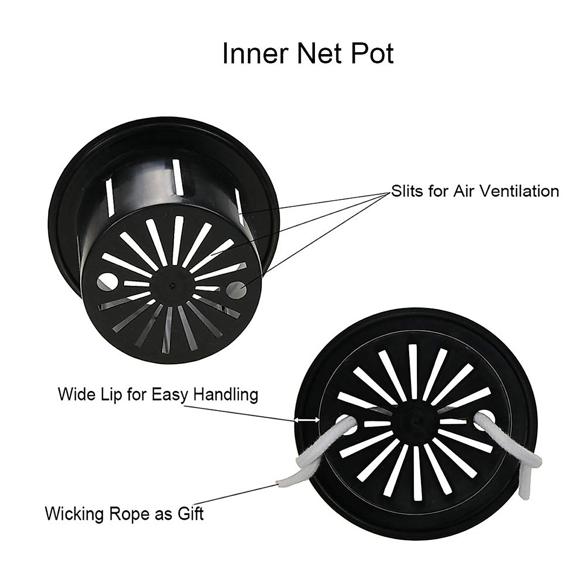MUZHI Orchid Pot with Net and Holes, Round Self Watering Planter Pot for Indoor Plants and Flowers 3 Sets White