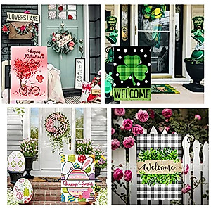 Yileqi Seasonal Garden Flags Set of 12 Double Sided 12x18 Inch Welcome Holiday Yard Flag, Small Garden Flags for Outside Decoration, Garden Flags for All Seasons