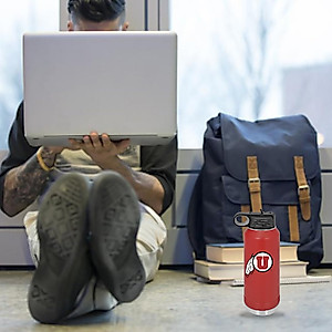 Game Day Outfitters Utah 32oz Stainless Steel Double Walled Red Beverage Bottle with Flip Straw Spout - College Gear for Playoff Season – For Office, Home or Auto – Show your Utes Pride
