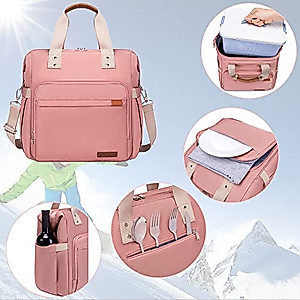 Womens Cooler Bag 22qt Collapsible Pink Soft Sided Car Cooler, 36 Can Lunch Cooler, Large Portable Leakproof Lunch Tote Bag Wine Cooler for School, Travel, Beach, Camping, Picnic, Fishing, Floating