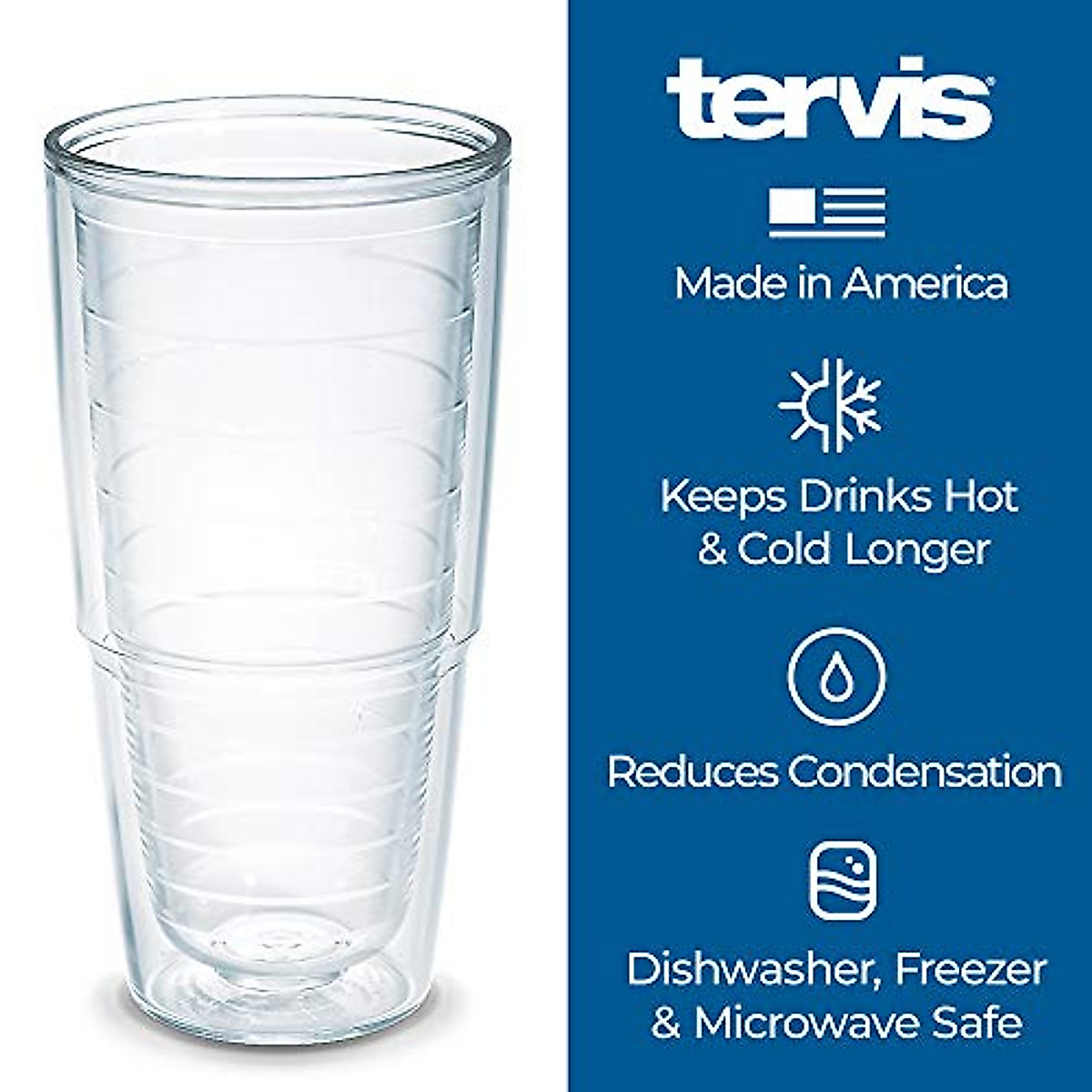 Tervis Navy Made in USA Double Walled Insulated Tumbler Travel Cup Keeps Drinks Cold & Hot, 24oz, Anchor