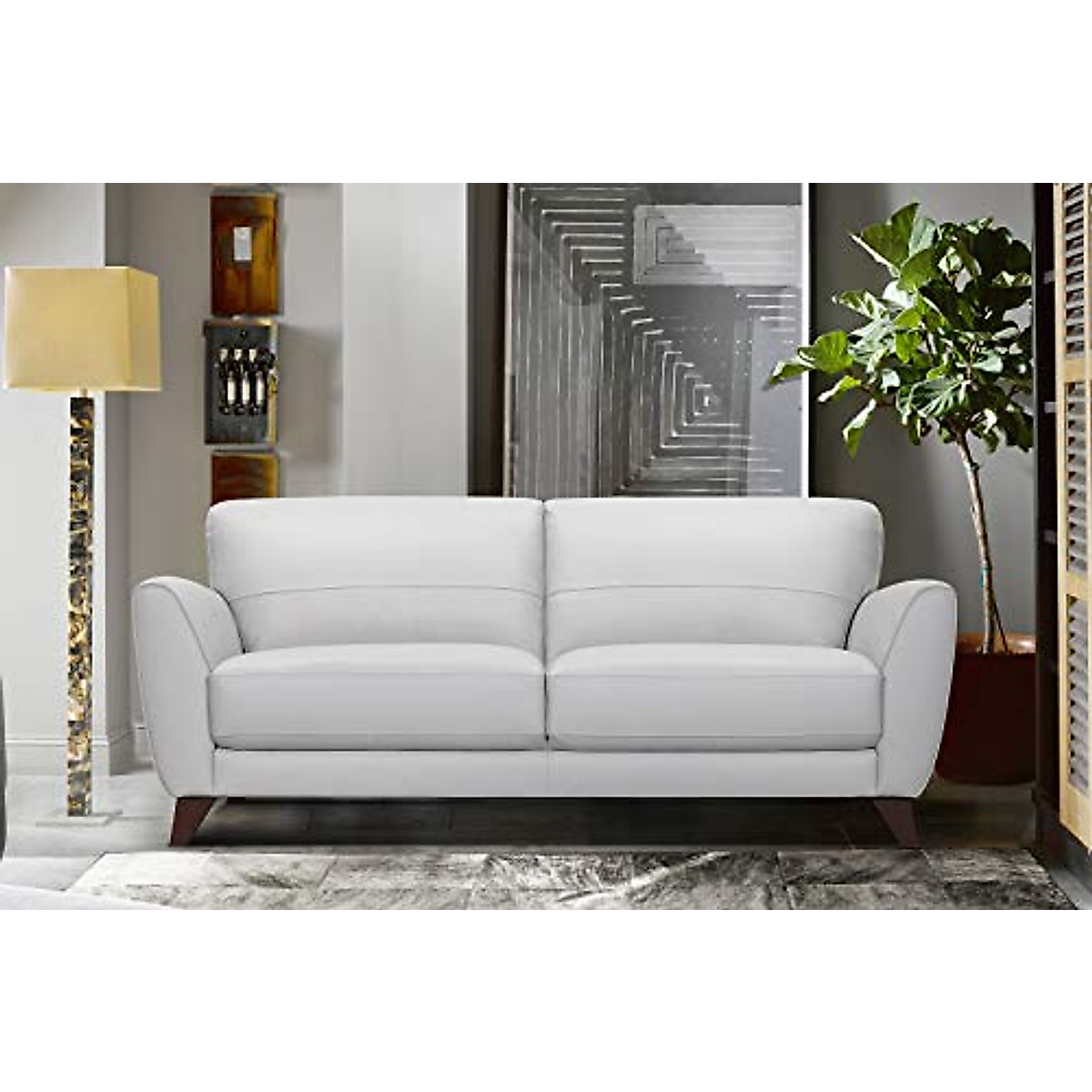 Armen Living Jedd Leather Sofa, Dove Grey