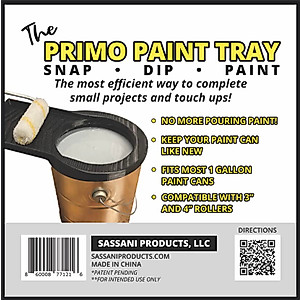 The Primo Paint Tray | Snap on Paint Tray for 4" Rollers & Brushes | No More Pouring Paint | Convenient | Efficiently Complete DIY Projects and Touch-ups
