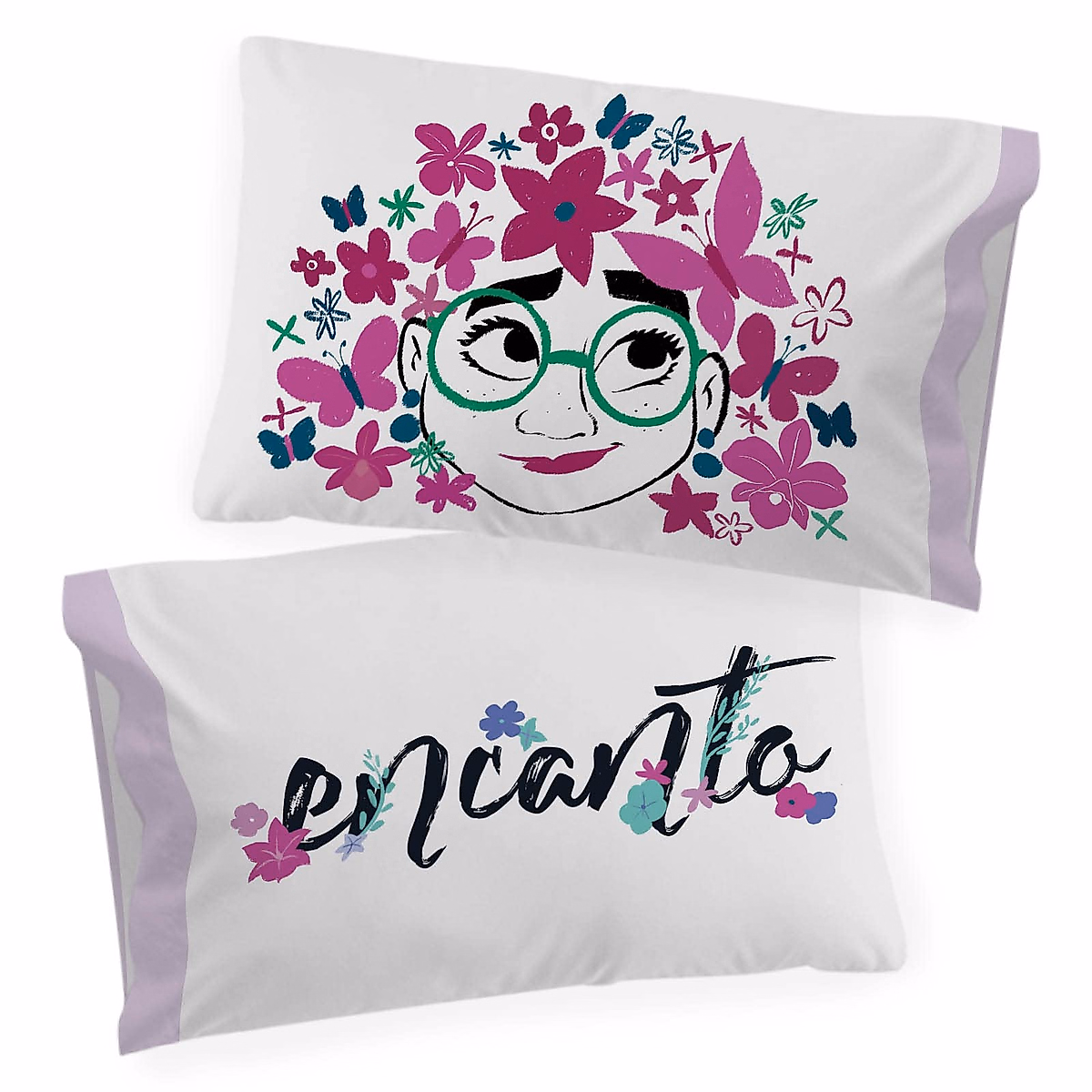 Disney Encanto The Magical Madrigal Sisters 1 Single Reversible Pillowcase - Double-Sided Kids Super Soft Bedding (Official Disney Product)