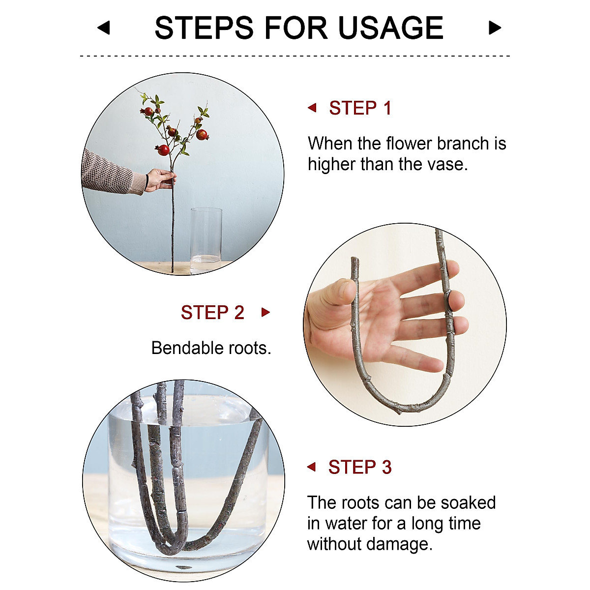 Forlaoers 4pcs 31" Tall Red Berries Pomegranate Faux Plants Stem Fake Tree Branches with Fruits Leaves Artificial Flowers for Outdoors Home Decor Office Fall Wedding Engagement Party Decorations