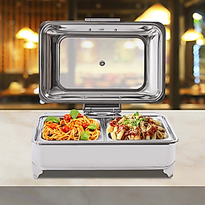 9L Food Warmer,Electric Catering Chafing Dish Buffet with 2 Food Trays,Stainless Steel Buffet Server for Weddings,Birthday Parties, Buffets,Catering
