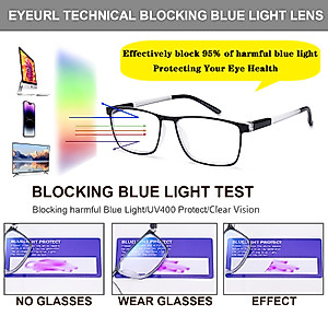EYEURL 4 Pack Reading Glasses for Men and Women - Blue Light Blocking Readers with Spring Hinges+1.75