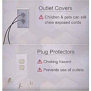 Sleek Socket No Shock Child Protector, Outlet & Plug Concealer with Protective Cord Clips, 8-Foot Flat Extension Cord with Multiple Outlets, Baby Proofing Outlet Cover, No Access To Dangerous Cords