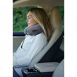 TRAVELREST - Travel & Neck Pillow, Therapeutic Memory Foam, Washable Micro-Fiber Cover, Soft and Comfortable - Head Support for Long Flights, Compact and Ergonommic Design, Attaches to Luggage - Blue