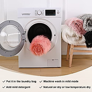 Rtizon 2 PCS Faux Fur Washable Rug, 2 x 5.9 Feet and 2 x 4 Feet Coral Fluffy Sheepskin Rug for Girls Bedroom Livingroom Floor Cushion Home Decor Bedside Carpet, Furry Chair Cover Seat Pad Mat