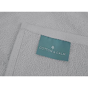 Cotton & Calm Exquisitely Fluffy 100% Cotton Wash Cloths Set - Luxurious 24 Pack Grey Washcloths - 12x12 Inches Face Towel - Super Soft and Absorbent for Face, Hand, Gym & Spa