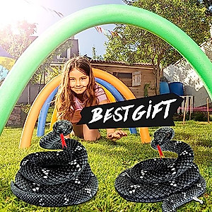 Hiboom Giant Snake Plush Large Stuffed Animal Snake Realistic Stuffed Snake Lifelike Plush Snake Toy Gifts for Birthday Party Prank Props (Black, Gray, 71 Inch)